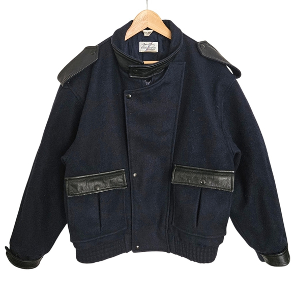 Vintage | Jackets & Coats | Vintage 8s Jonathan Christopher Wool And Leather Full Zip Harrington ...